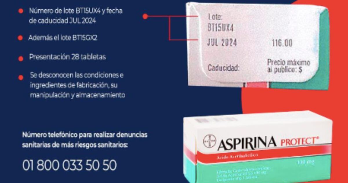 Cofepris alerta sobre Aspirina Protect falsa