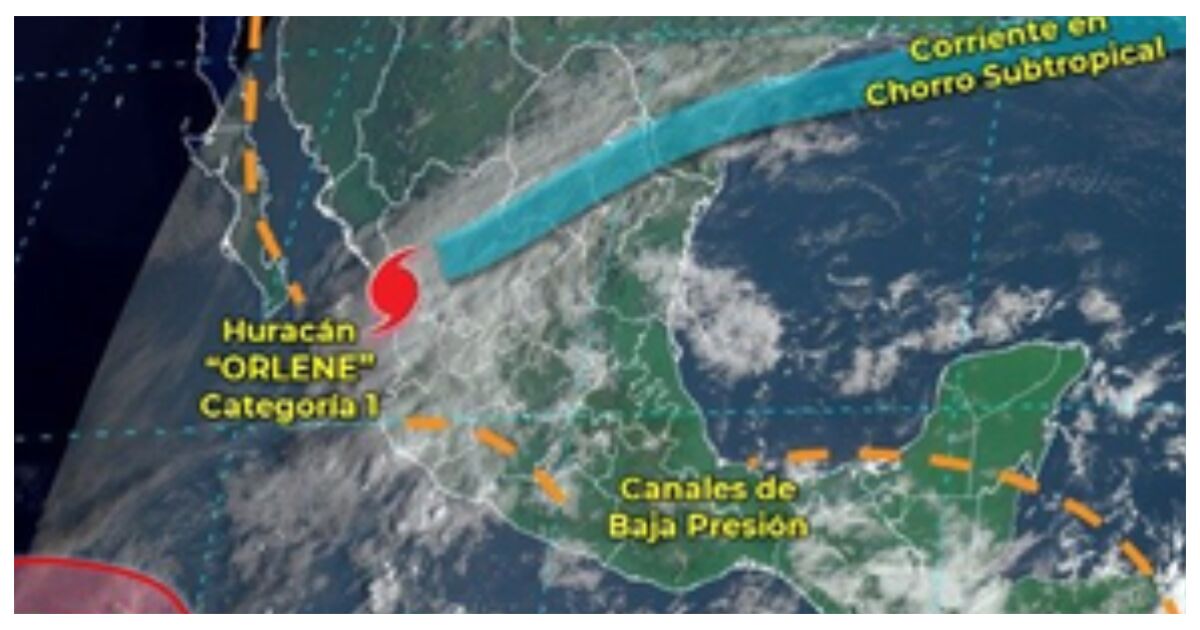 Huracán Orlene se degrada a categoría 1, esta es su trayectoria