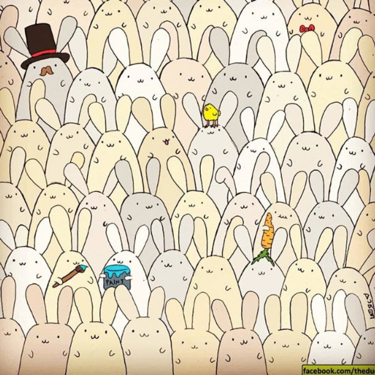 ¿Puedes encontrar el huevo de Pascua entre los conejos?