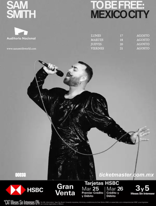 Sam Smith regresa a México: fechas y preventa en CDMX
