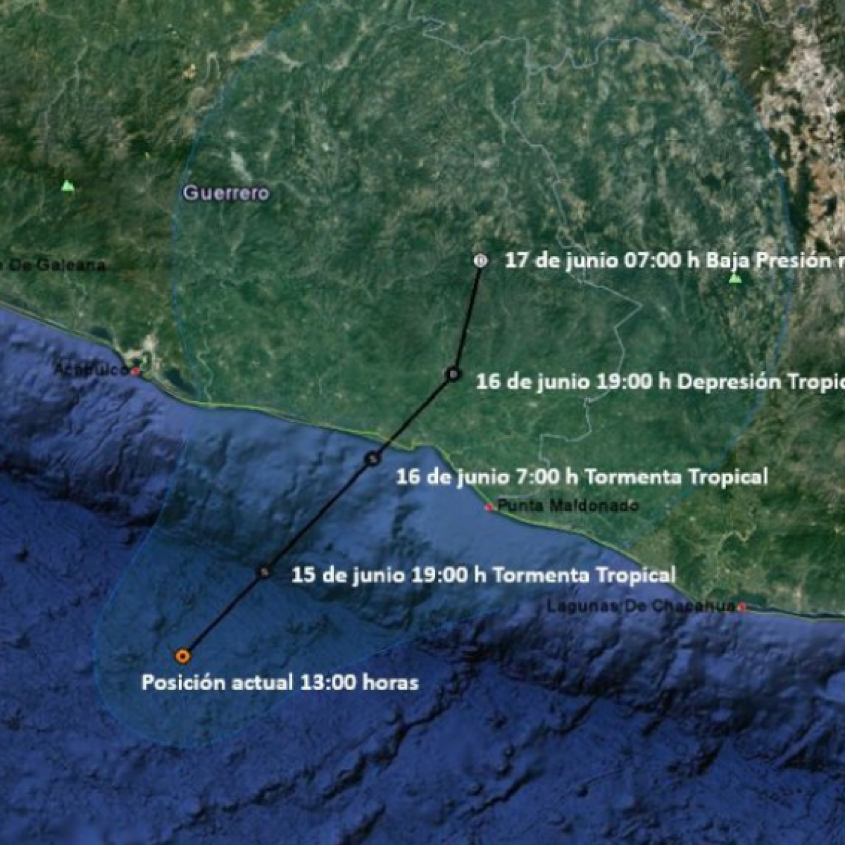 La tormenta Carlotta se forma al sur de México