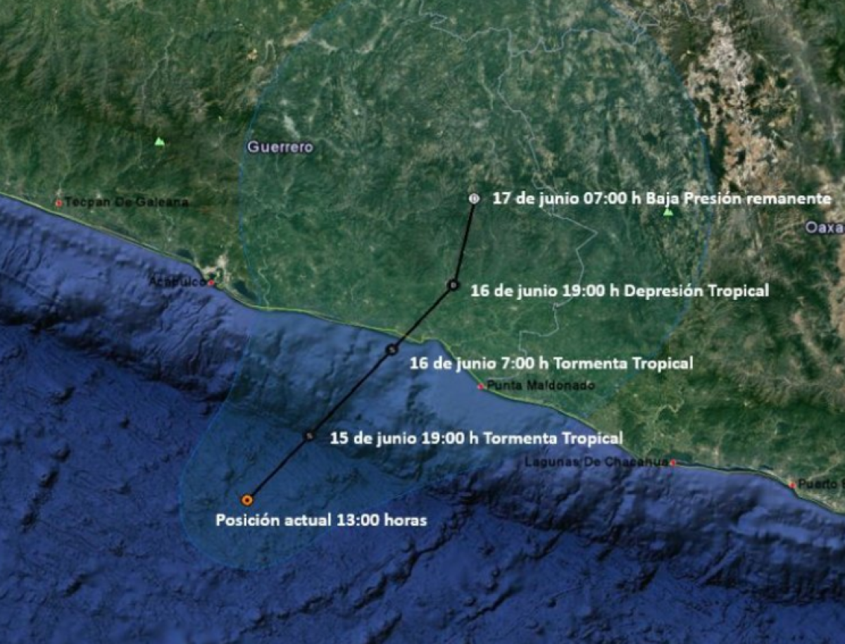La tormenta Carlotta se forma al sur de México