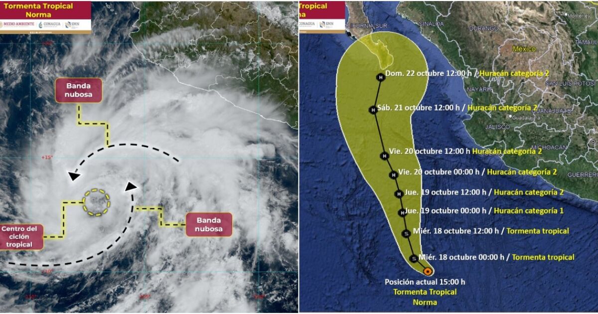 Tormenta tropical Norma 2023: trayectoria en vivo y estados afectados