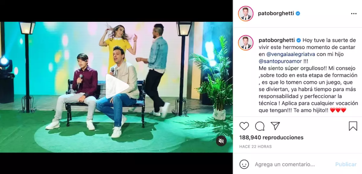 Pato Borghetti y su hijo Santino cantan juntos por primera vez en público
