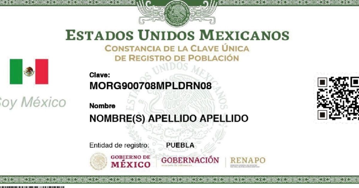 La leyenda que debe tener la CURP de una persona fallecida