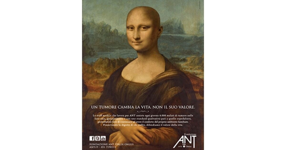 Una Mona Lisa calva busca crear conciencia en Italia sobre el cáncer