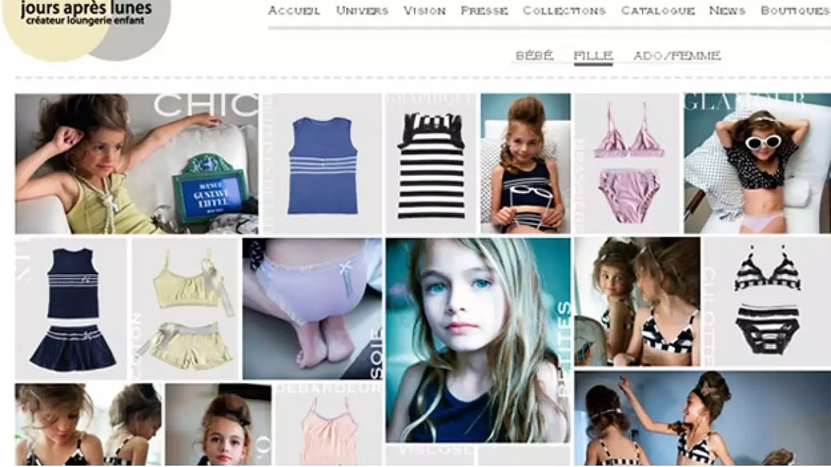 Ropa interior para niñas inspirada en lencería para mujeres