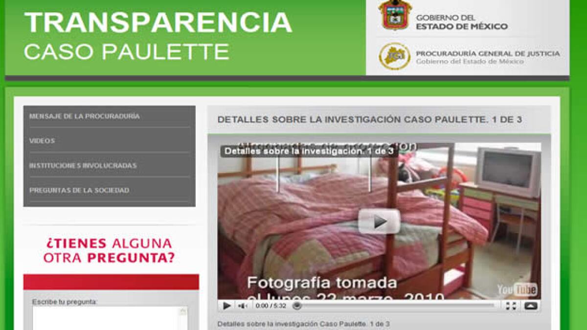 La Procuraduría estatal informa sobre caso Paulette vía Twitter