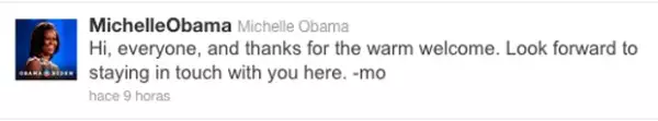 Michelle Obama ya tiene Twitter
