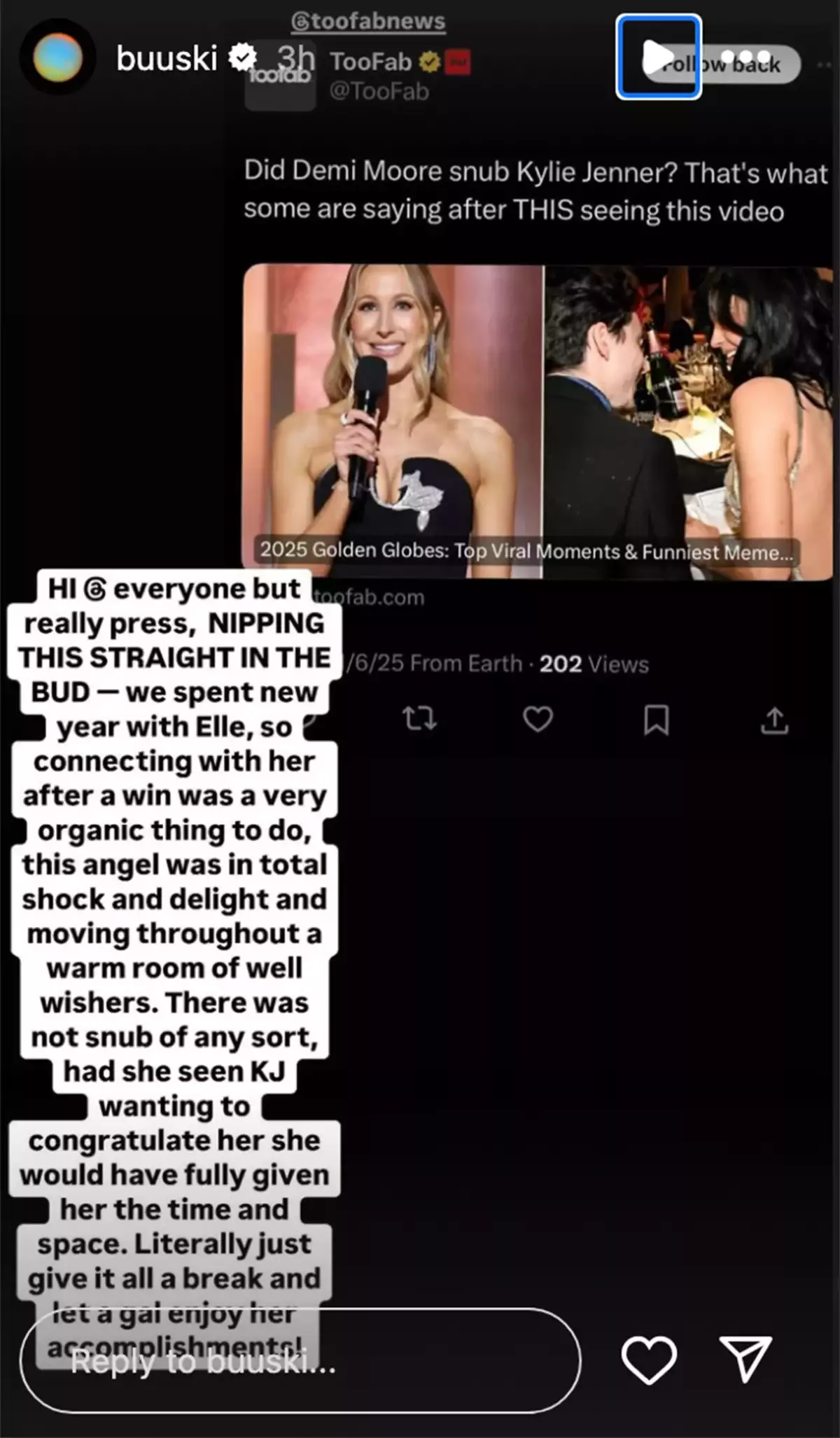 Demi Moore ignora a Kylie Jenner en los Golden Globes y el momento se hace viral